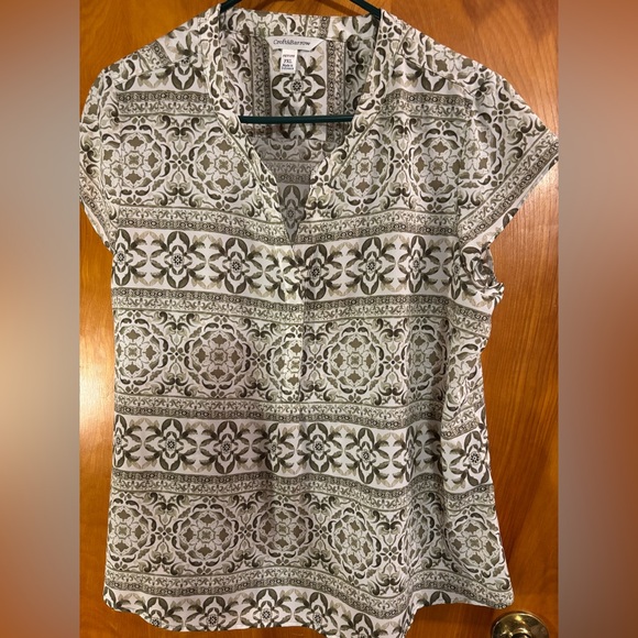 croft & barrow | Tops | Croft Barrow Womens Olive And White Blouse ...